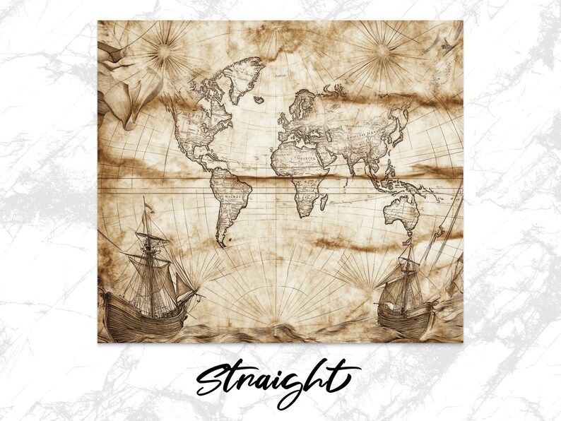 Vintage World Map Design, Old World Map Tumbler Art, Nautical Map ...