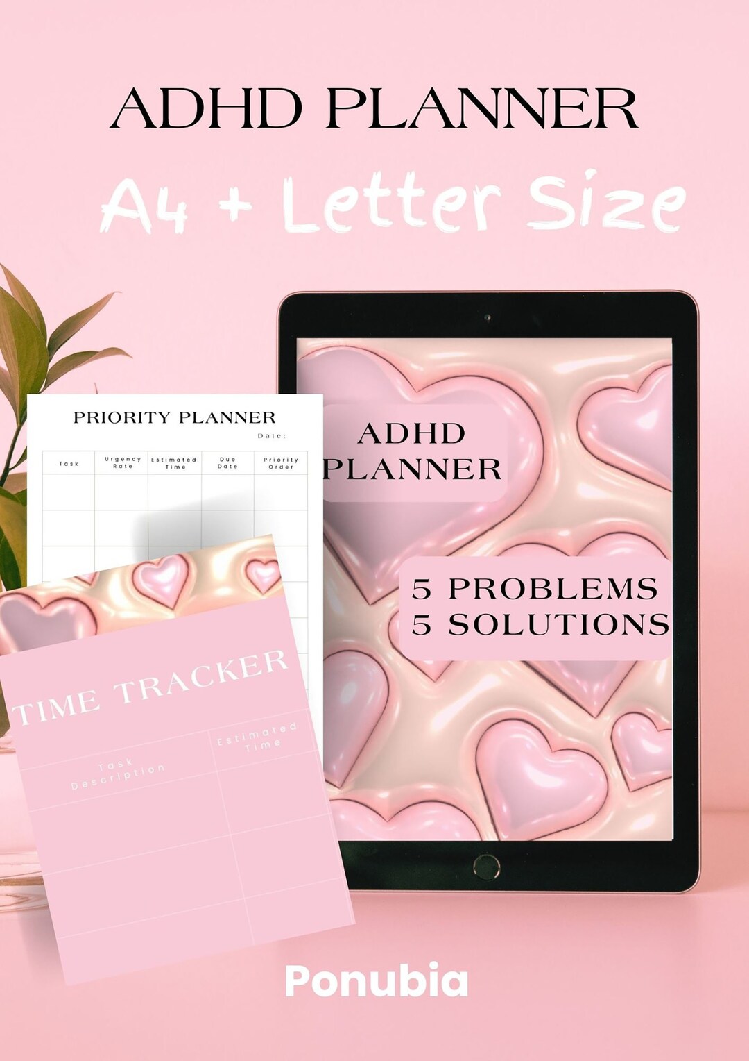 Pink ADHD Digital Printable Planner Template for Adults A4 and Letter ...