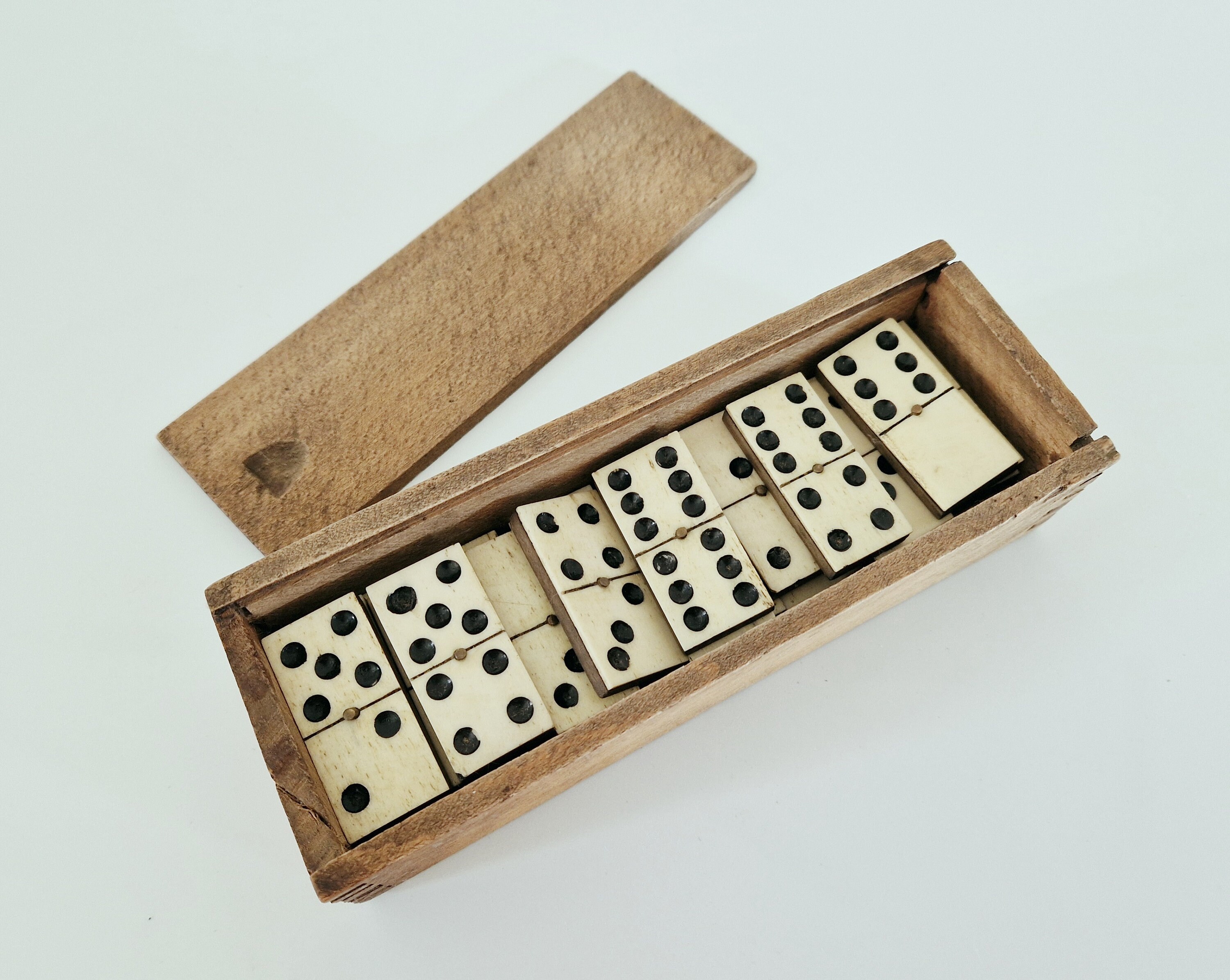 Antique Bone Domino Set in a Wooden Box - Etsy