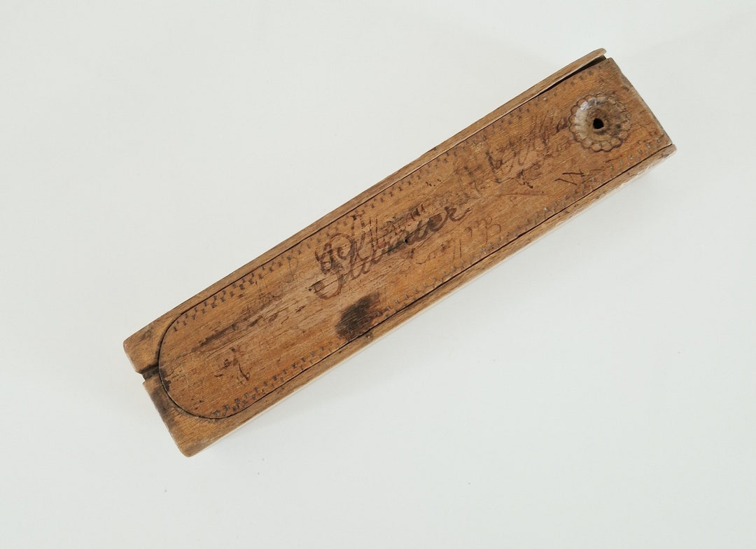Vintage Wooden Pencil Box - Etsy