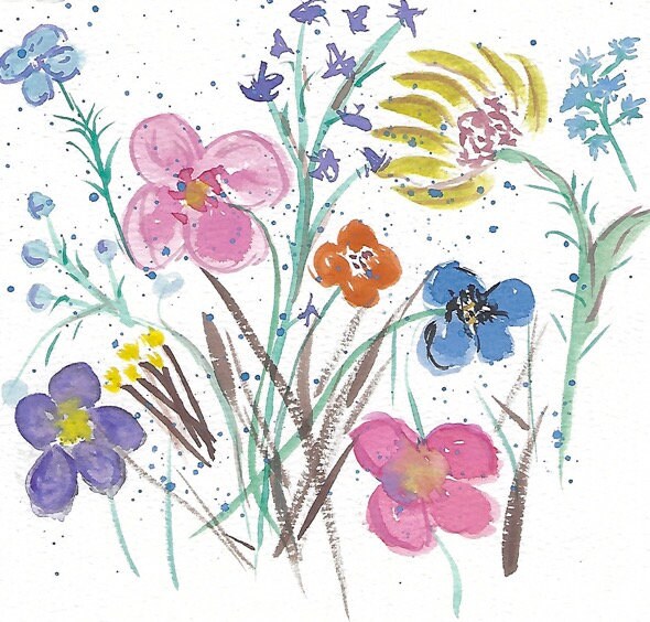 Splatter Flowers // Watercolor - Etsy