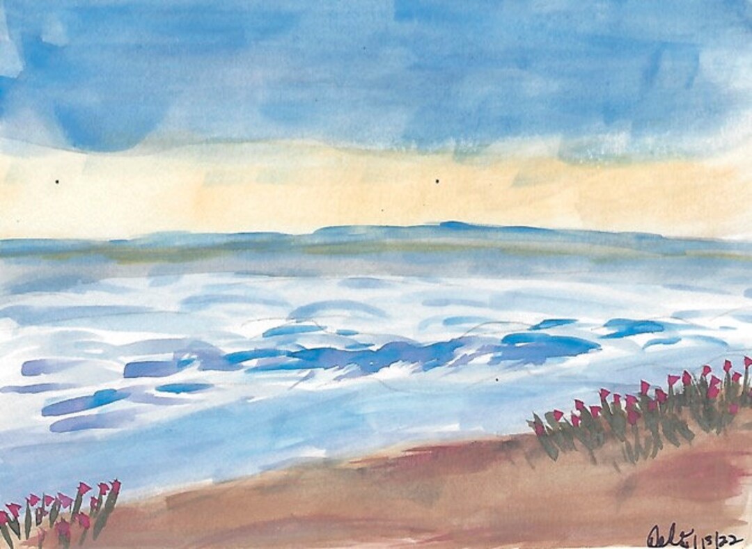 Ocean Shore // Watercolor - Etsy