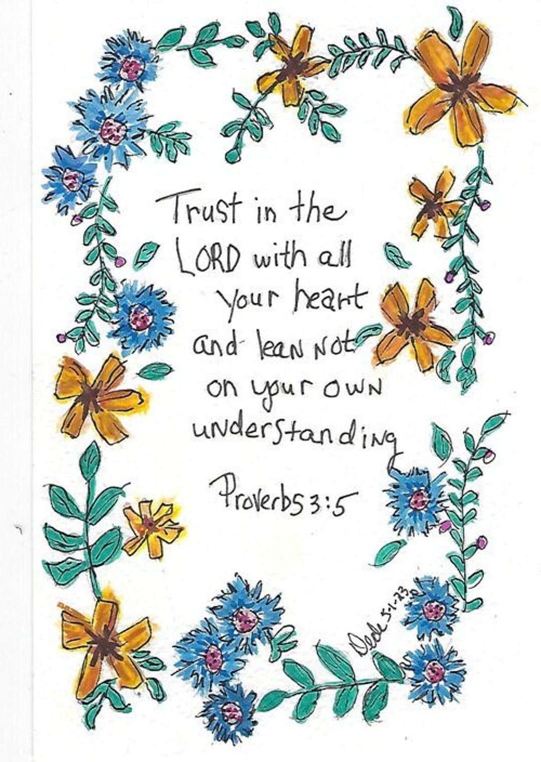 Proverbs 3:5 // Watercolor - Etsy