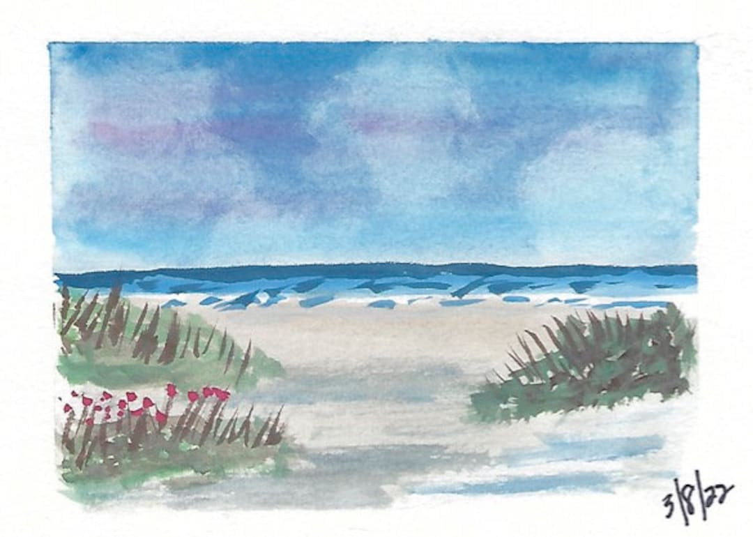 Beach Scene // Watercolor - Etsy