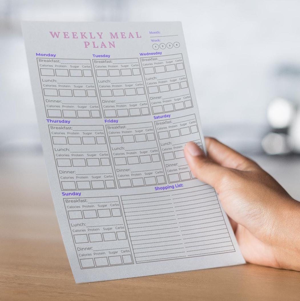 Weekly Meal Planner Etsy