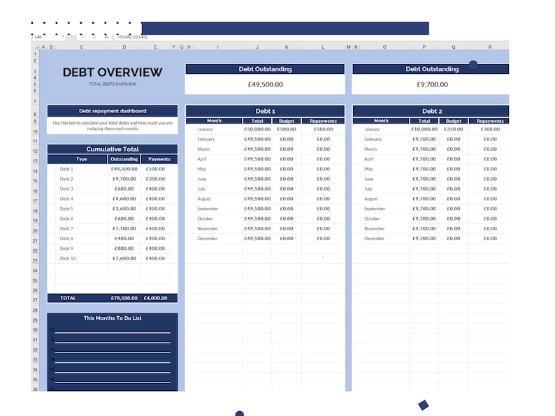 Monthly Budget [excel Template] + Debt & Subscription Tracker - Etsy