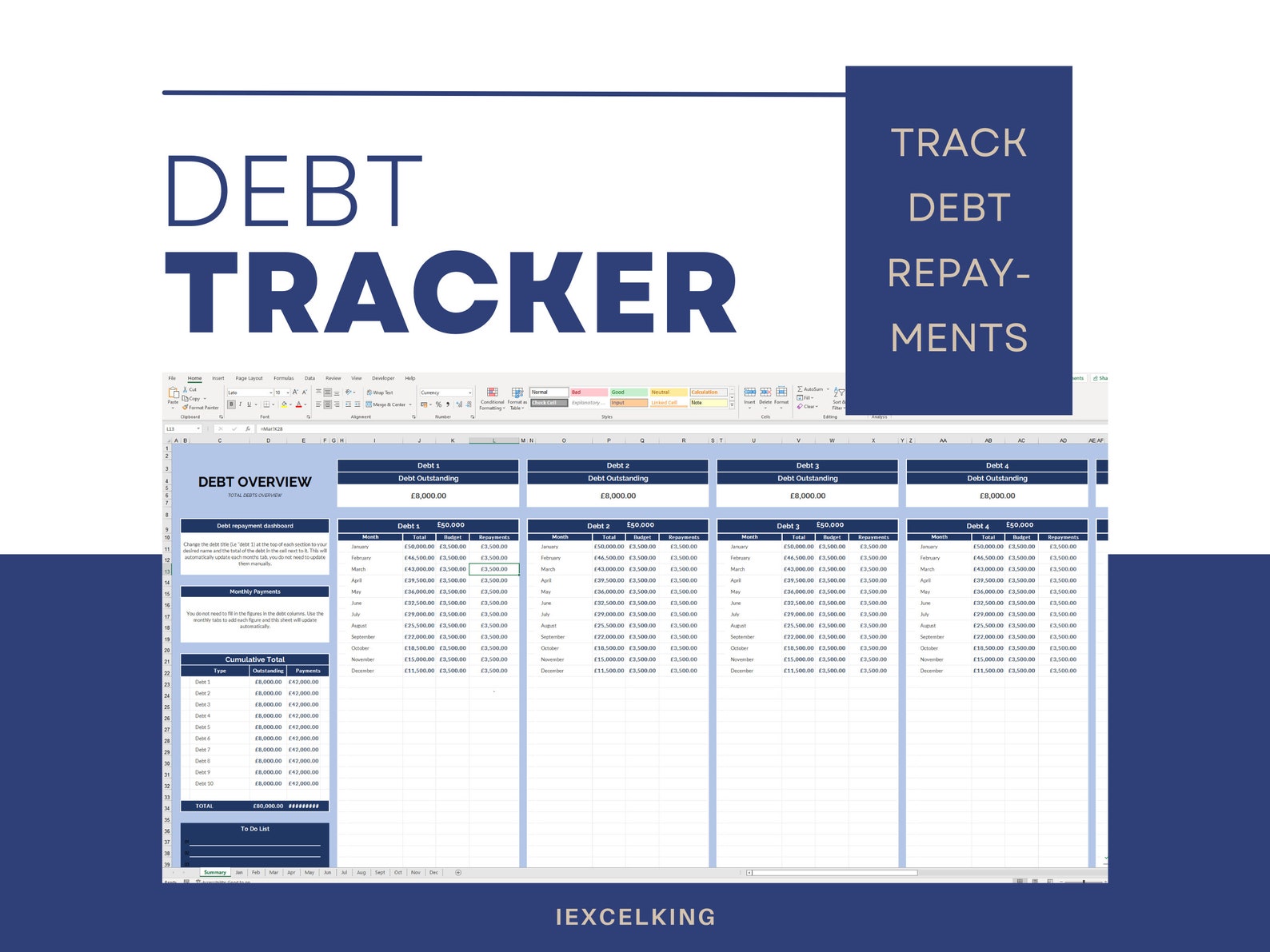 Debt Tracker Excel Template - Etsy