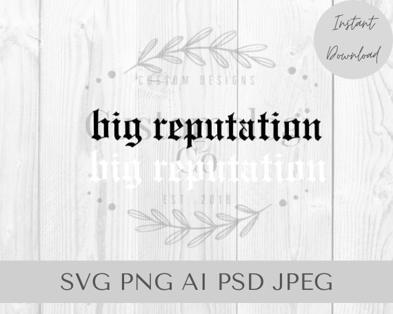 Big Reputation Black & White SVG PNG Reputation Era Svg Png - Etsy