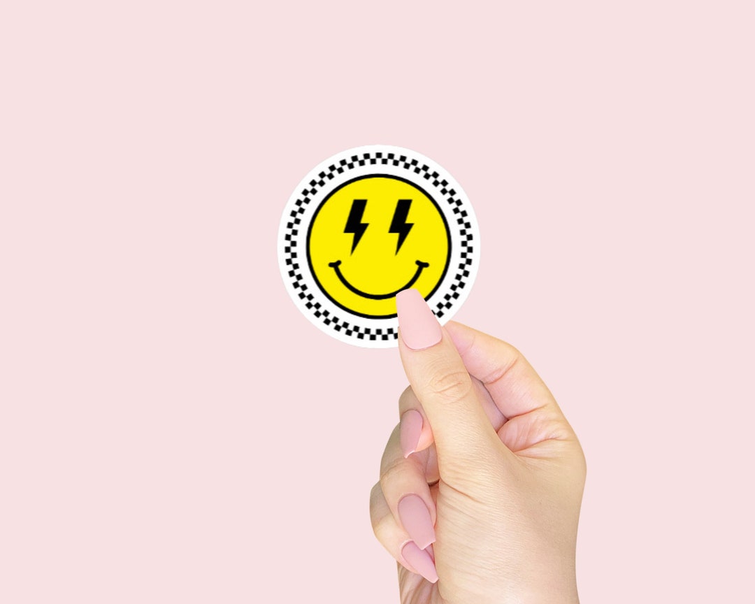 Smiley Face Sublimation Sticker | Removable, Waterproof, Glossy White ...