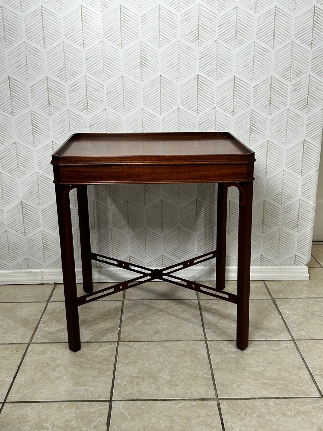 Councill Chippendale Stretcher Base Lamp End Side Table 28 X 28 X 24 - Etsy