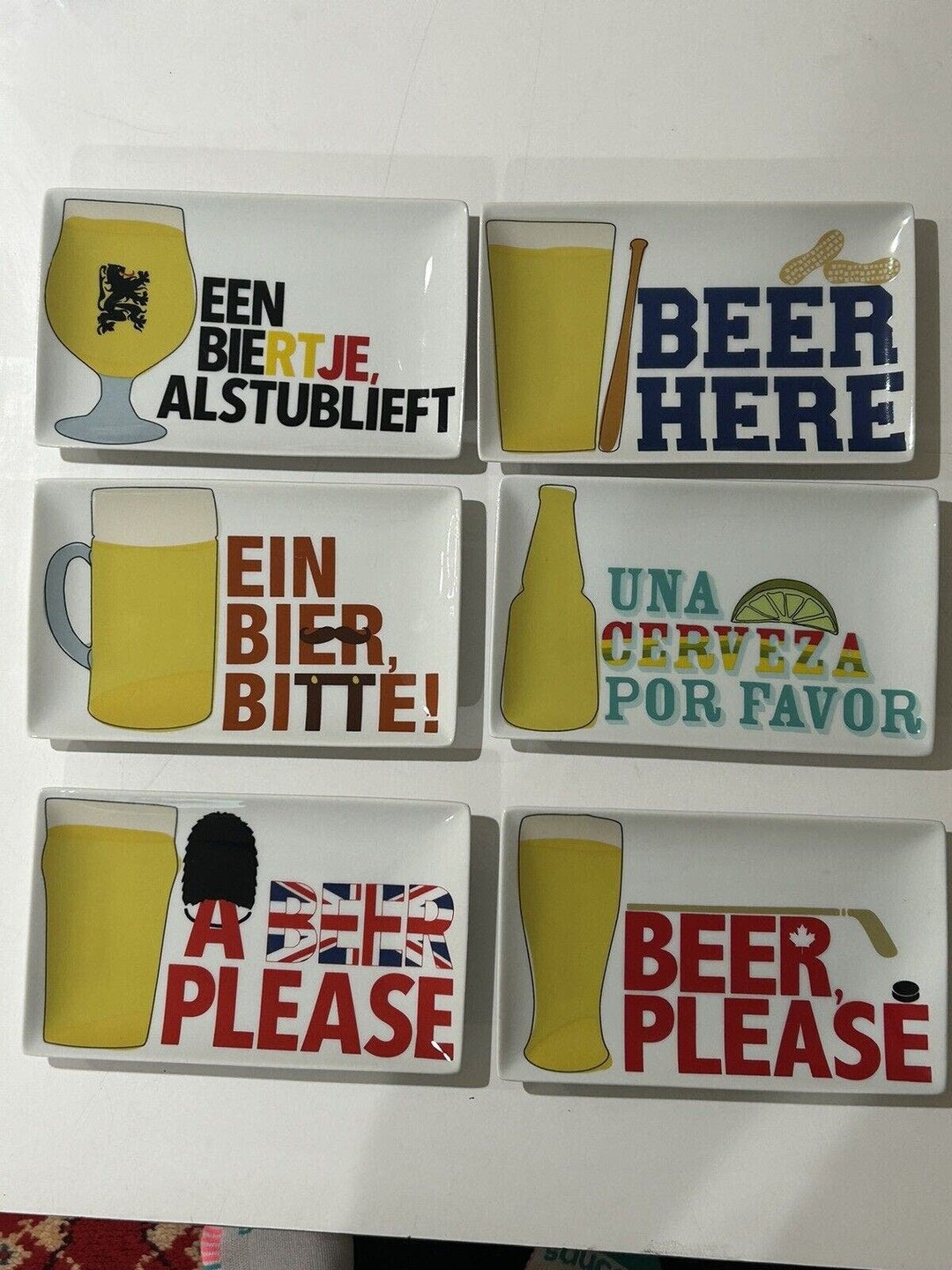 Set of 6 Crate and Barrell Appetizer Cocktail Small Craft Beer Theme ...