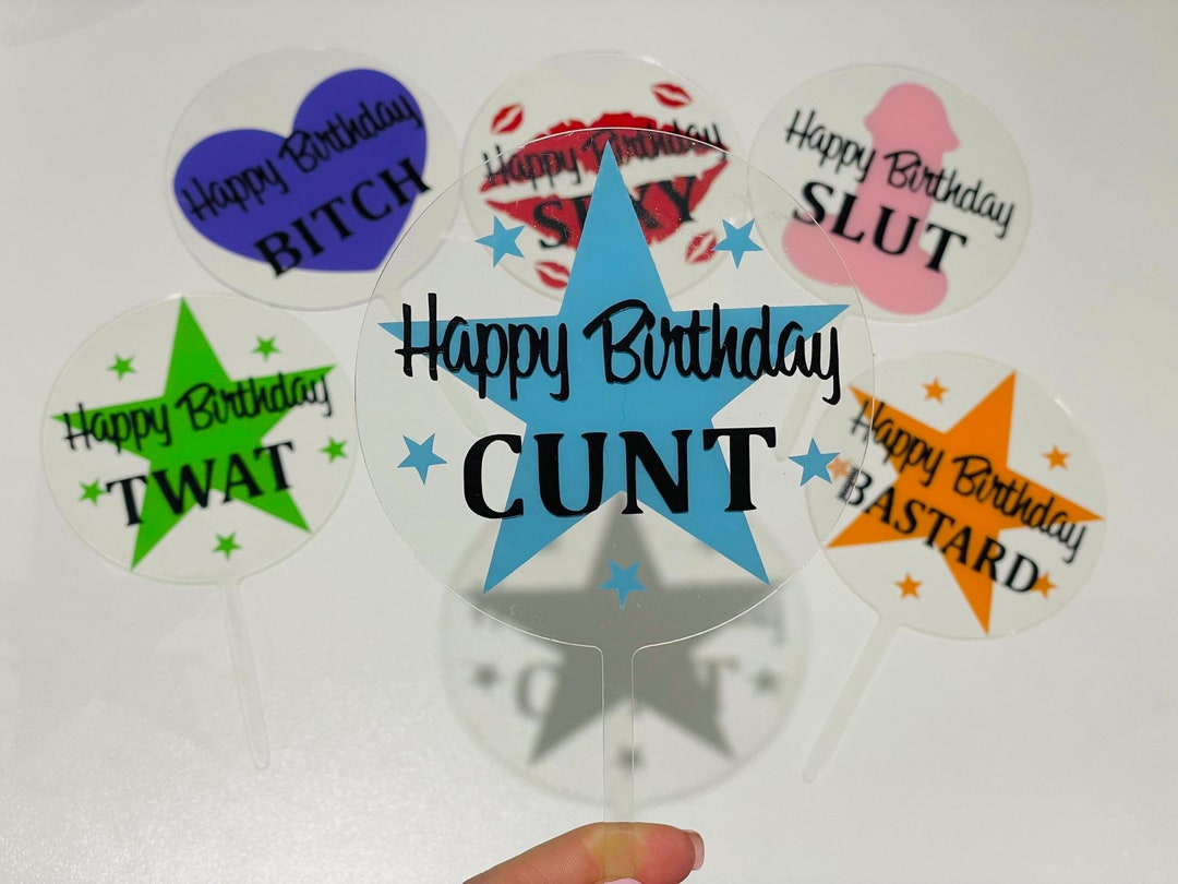 Rude Cake Toppers Funny Birthday Cake Toppers Round Cake Etsy