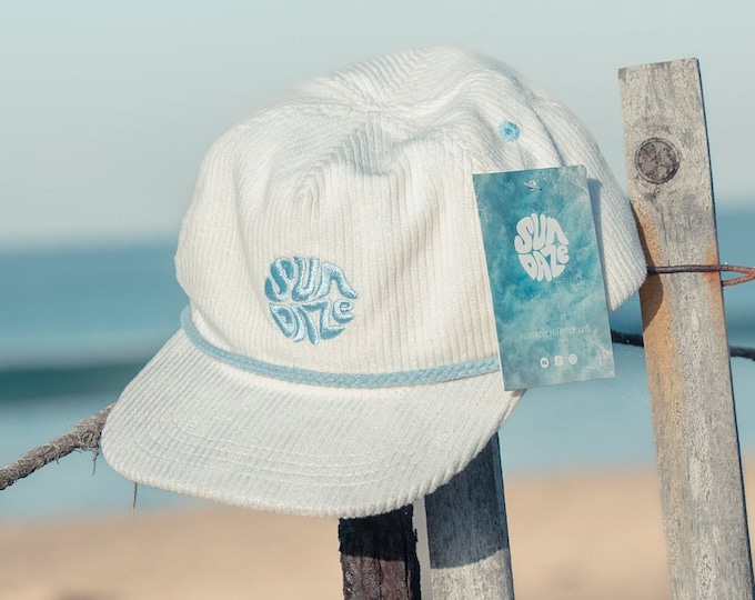 White Corduroy Hat Sundaze Vintage 5-panel Snapback Hat - Etsy