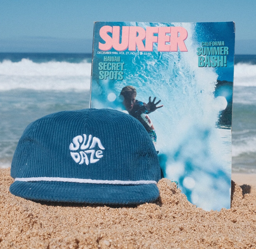Deep Sea Blue Corduroy Hat and Random Retro 1980s-2000s Surf Magazine ...