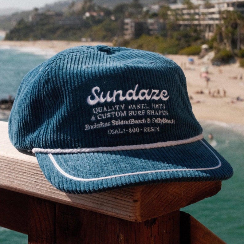 Deep Sea Blue Corduroy Hat - Sundaze Vintage 5-panel Snapback Hat - Etsy