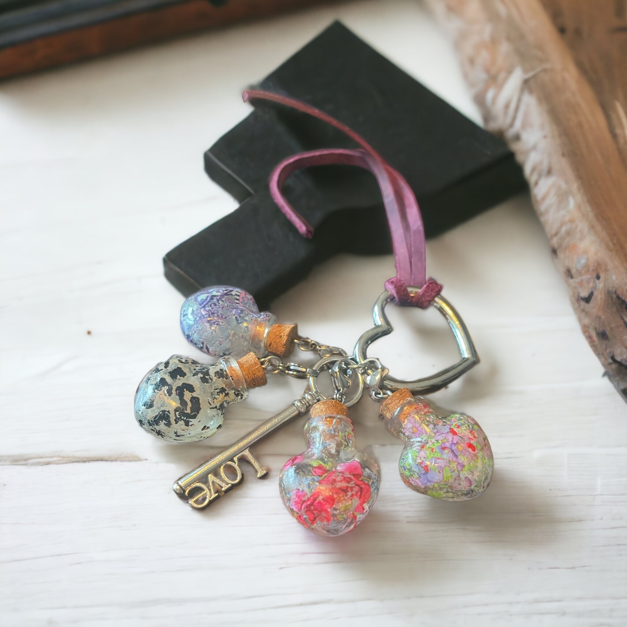 Shabby Chic Hand Painted Glass Heart Bottle Pendant - Etsy