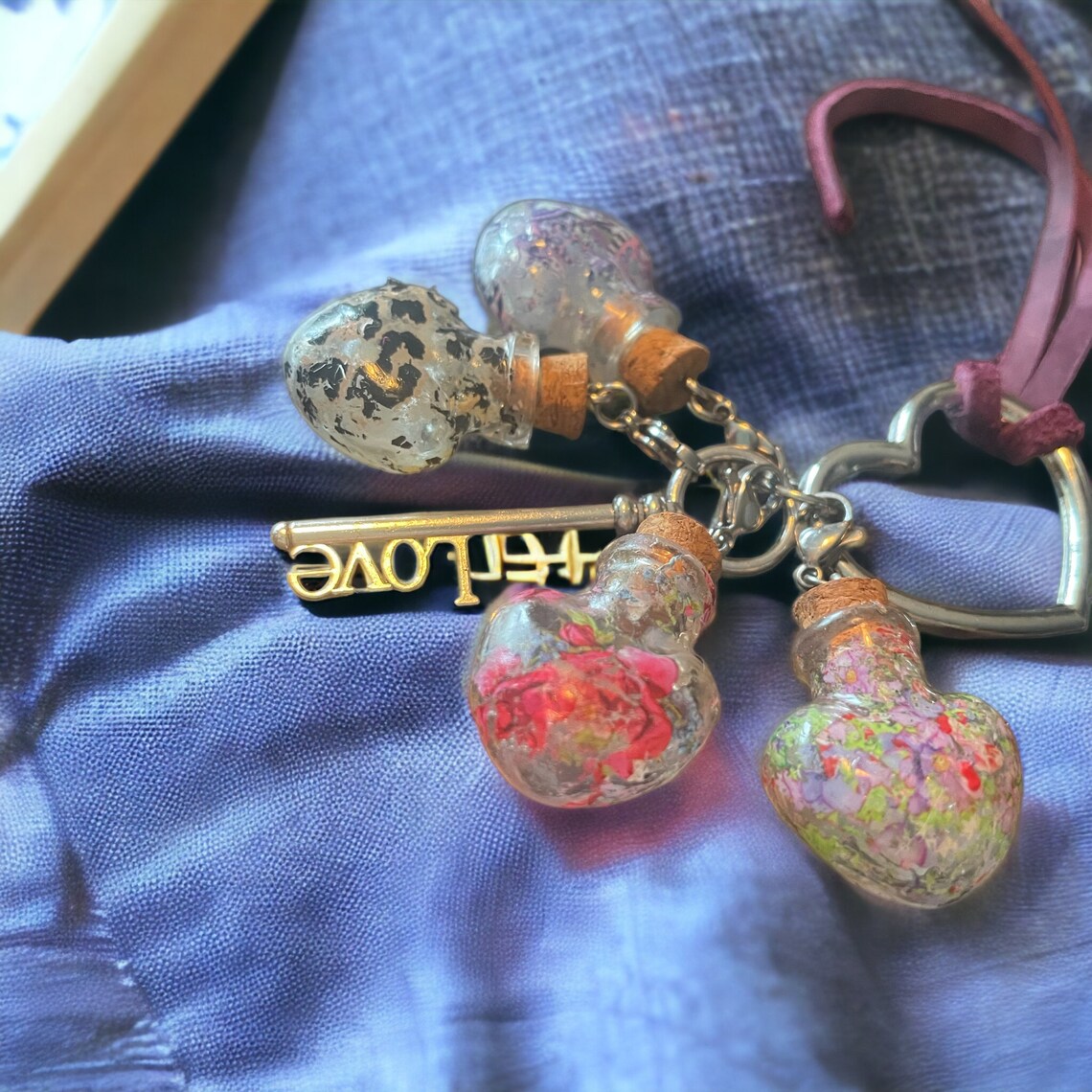 Shabby Chic Hand Painted Glass Heart Bottle Pendant - Etsy