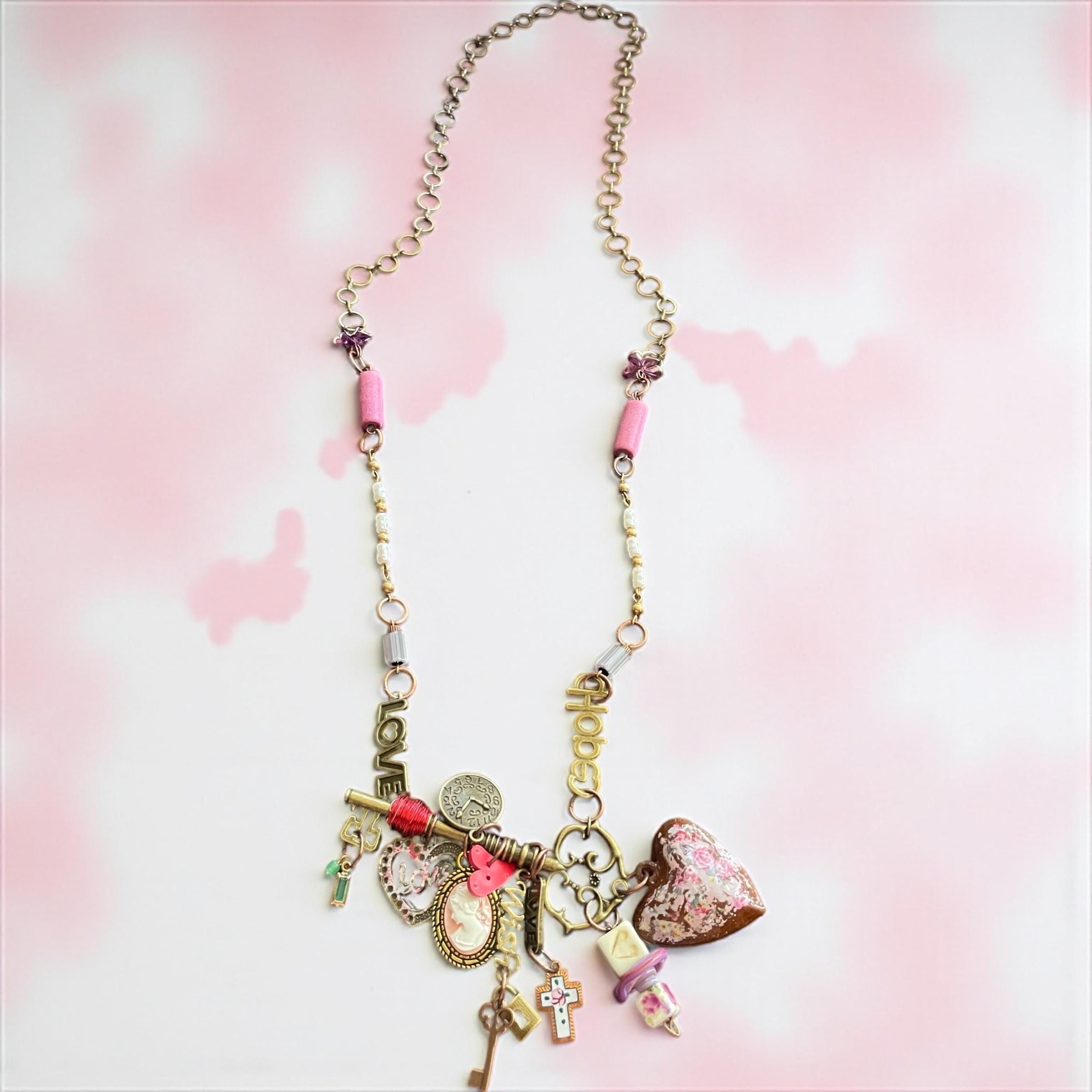 Handmade Shabby Chic Charm Necklace, Czech Glass Beads, Boho Style - Etsy