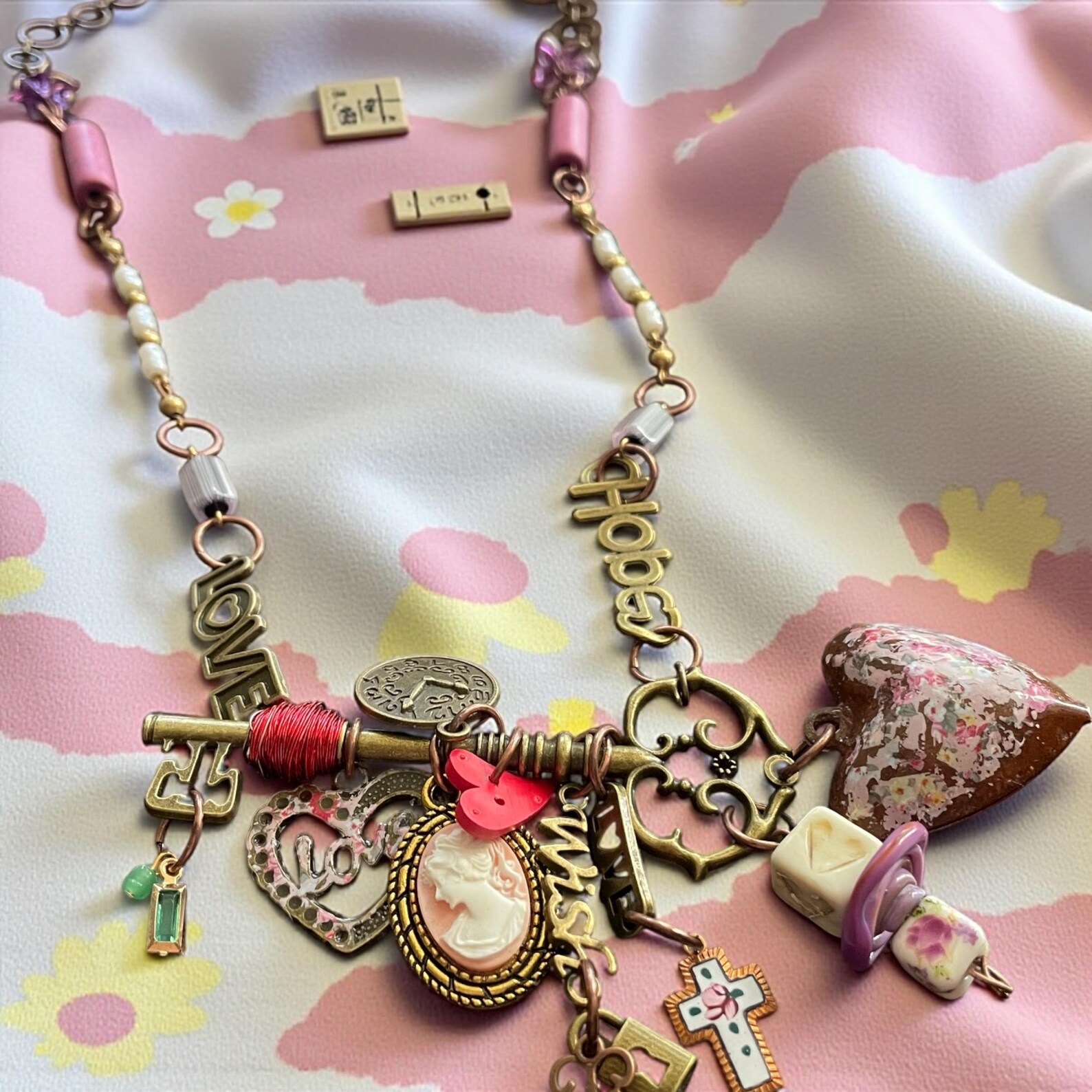 Handmade Shabby Chic Charm Necklace, Czech Glass Beads, Boho Style - Etsy