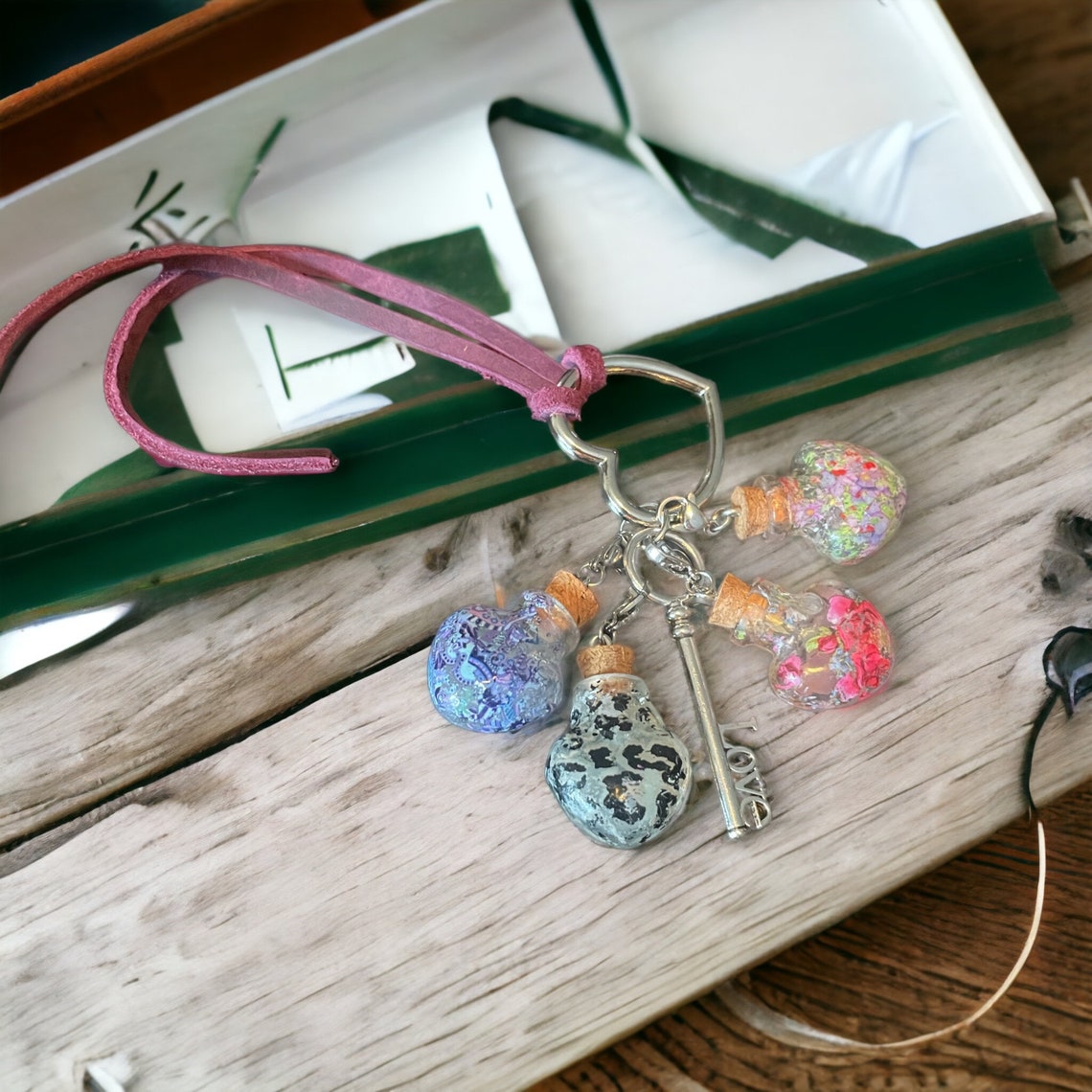 Shabby Chic Hand Painted Glass Heart Bottle Pendant - Etsy