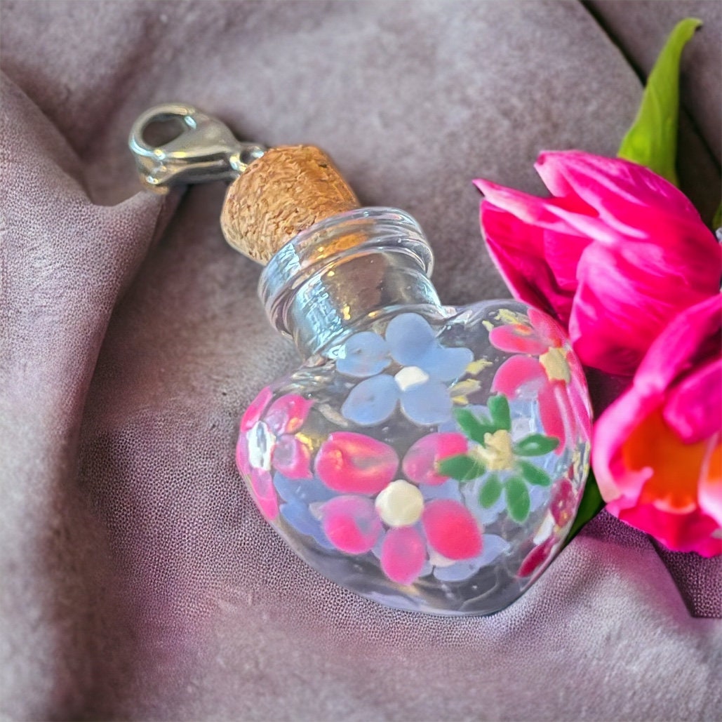 Small Shabby Chic Glass Heart Bottle Pendant Hand Painted - Etsy