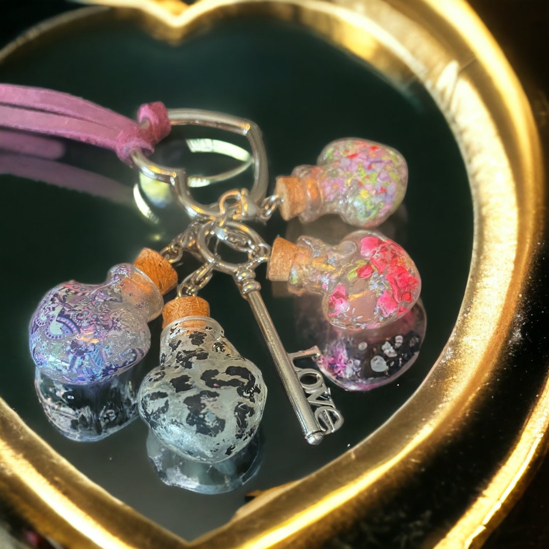 Shabby Chic Hand Painted Glass Heart Bottle Pendant - Etsy