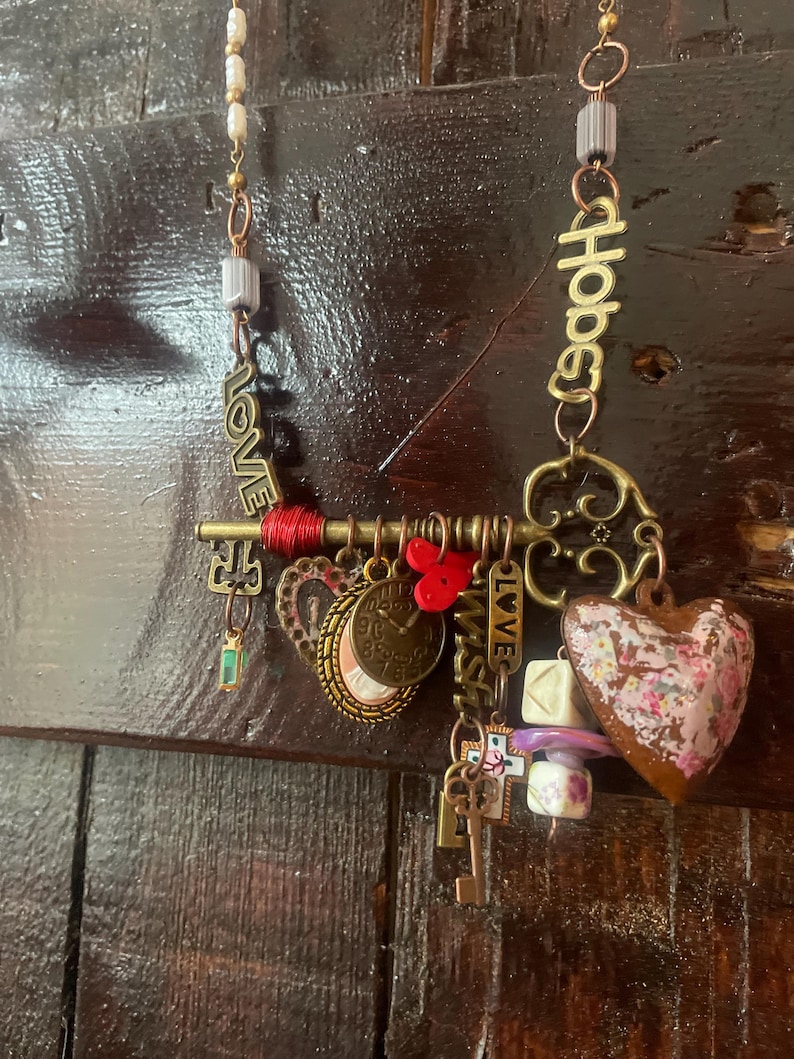 Handmade Shabby Chic Charm Necklace, Czech Glass Beads, Boho Style - Etsy