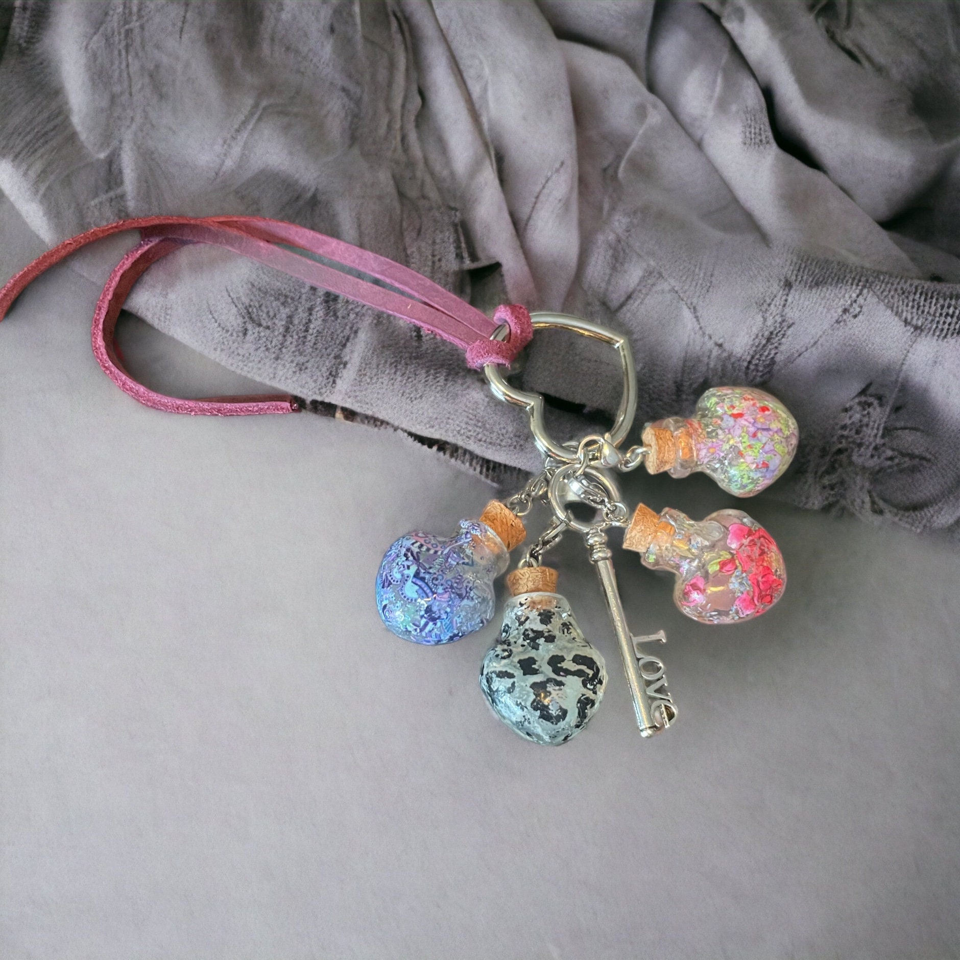 Shabby Chic Hand Painted Glass Heart Bottle Pendant - Etsy
