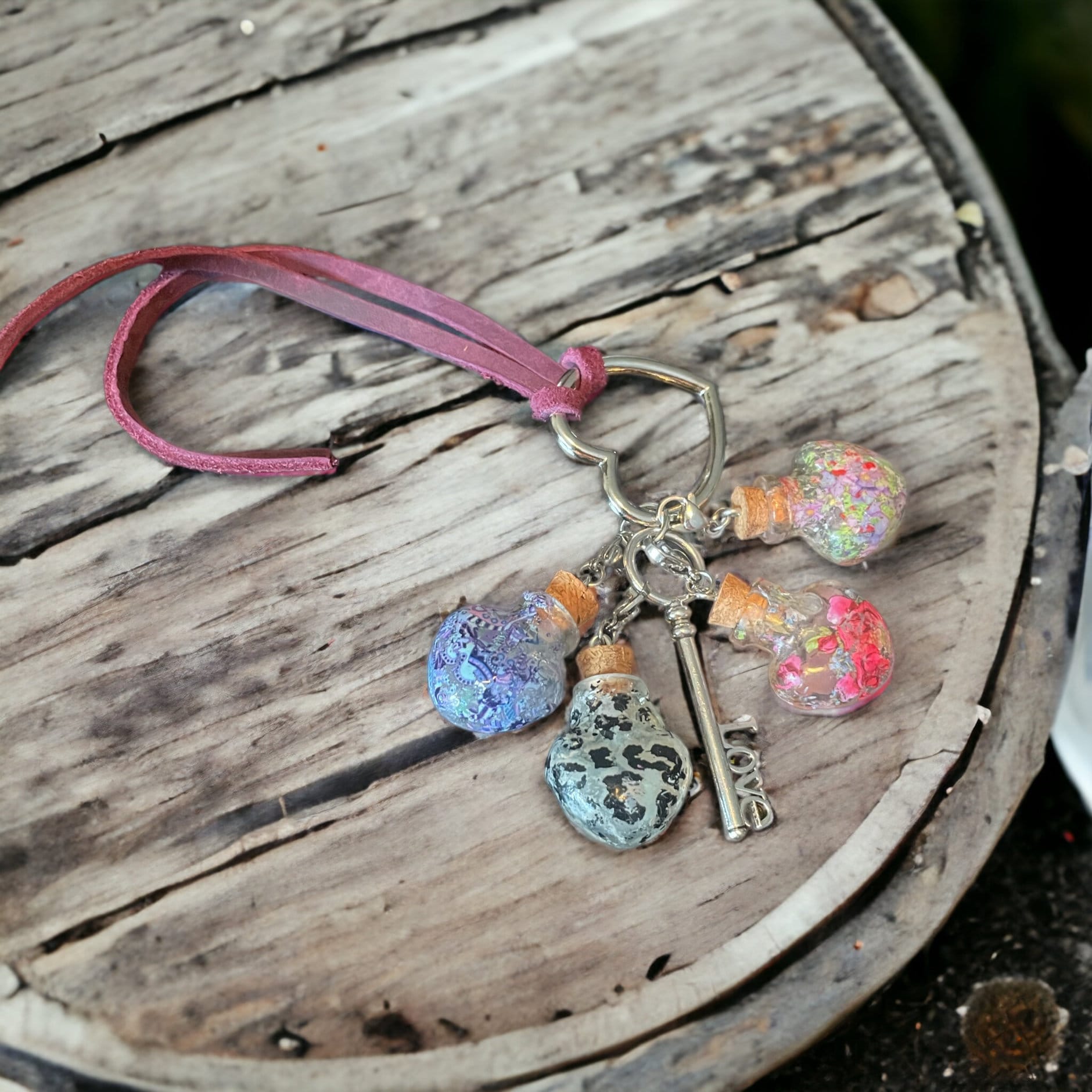 Shabby Chic Hand Painted Glass Heart Bottle Pendant - Etsy