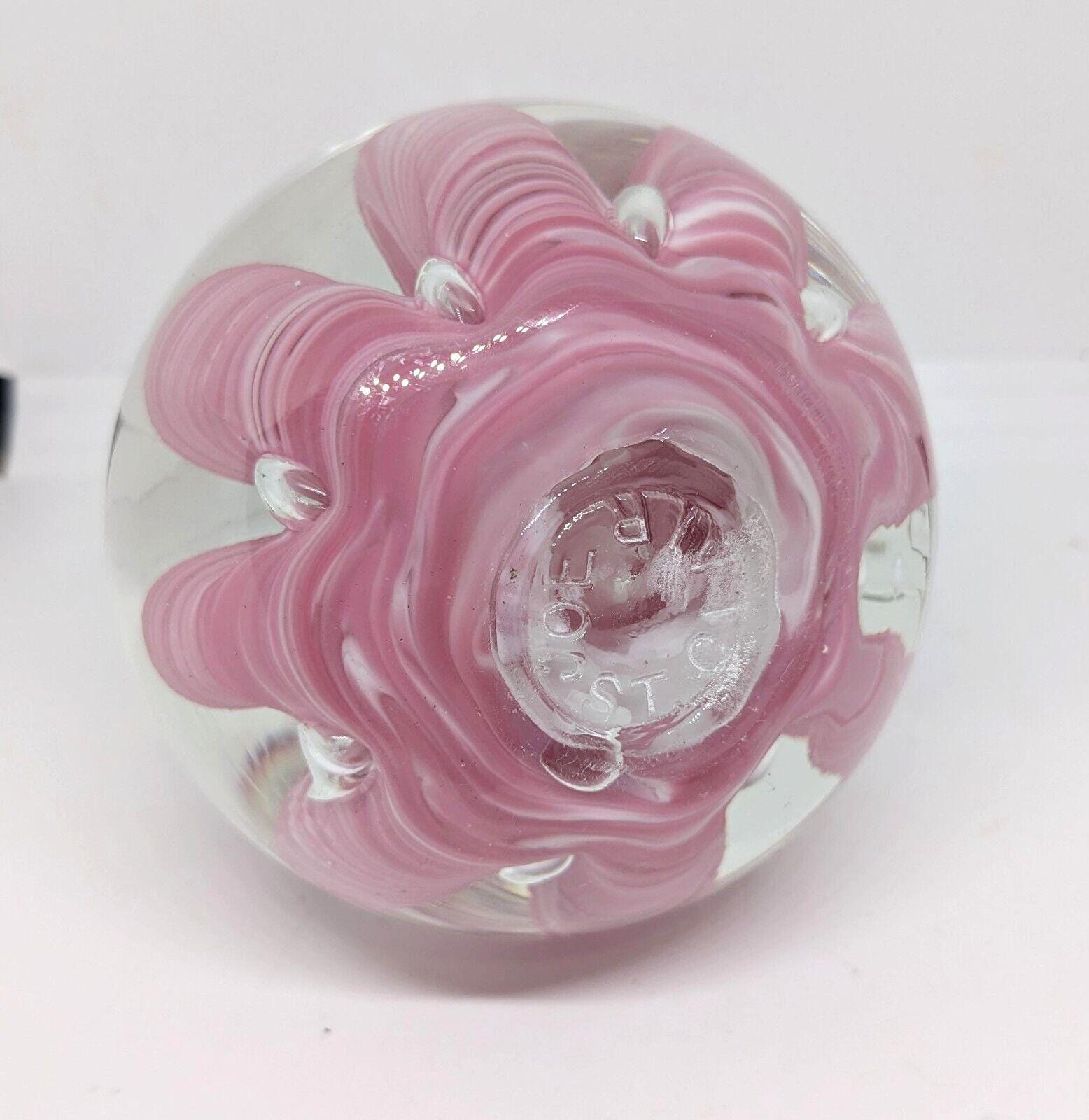 Joe St Clair Art Glass Large Pear 6" Tall Flamingo Pink Swirls ...