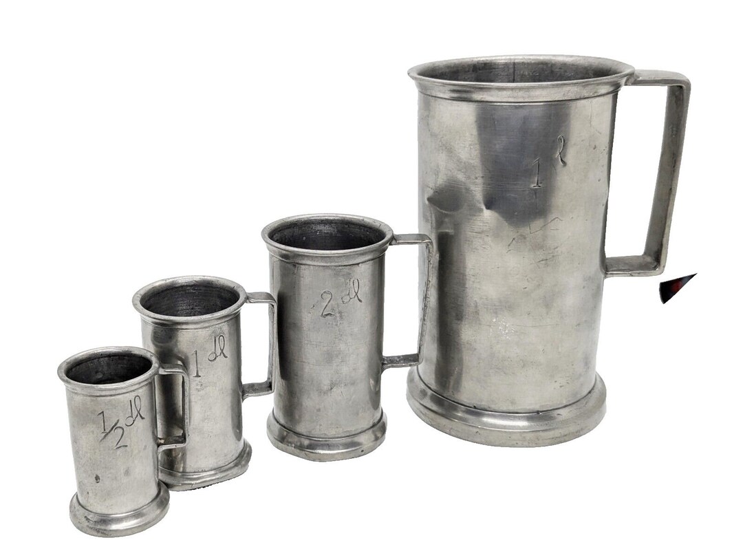 Medieval Portugal Vintage Pewter Deciliter 2, 1, 1/2 & 1 Liter ...