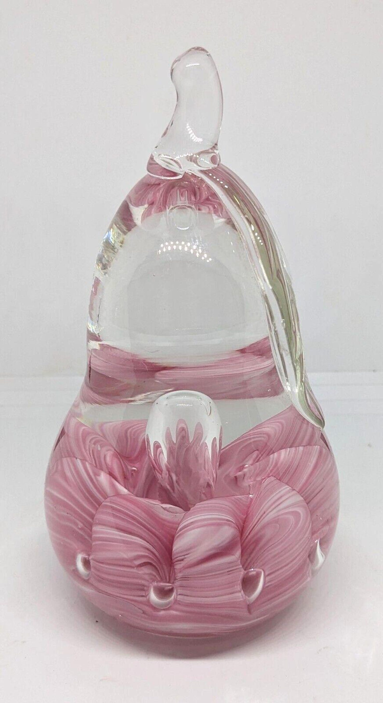 Joe St Clair Art Glass Large Pear 6" Tall Flamingo Pink Swirls ...