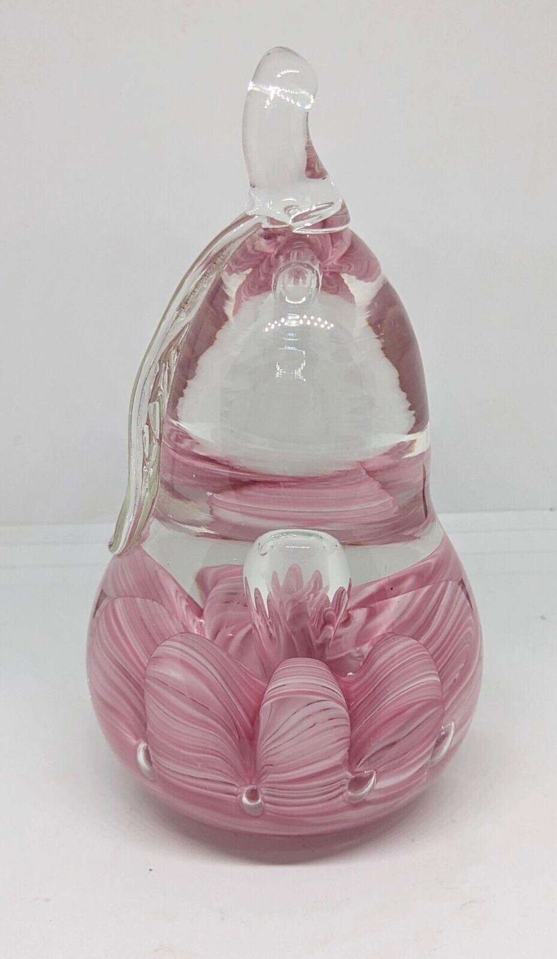 Joe St Clair Art Glass Large Pear 6" Tall Flamingo Pink Swirls ...