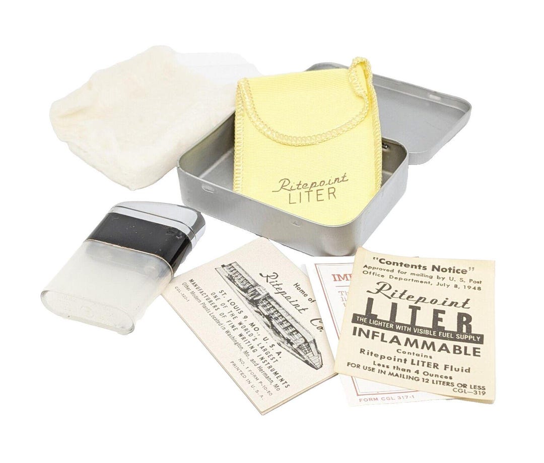 Ritepoint Liter Vintage 40s Cigarette Lighter W/box, Bag, Directions ...