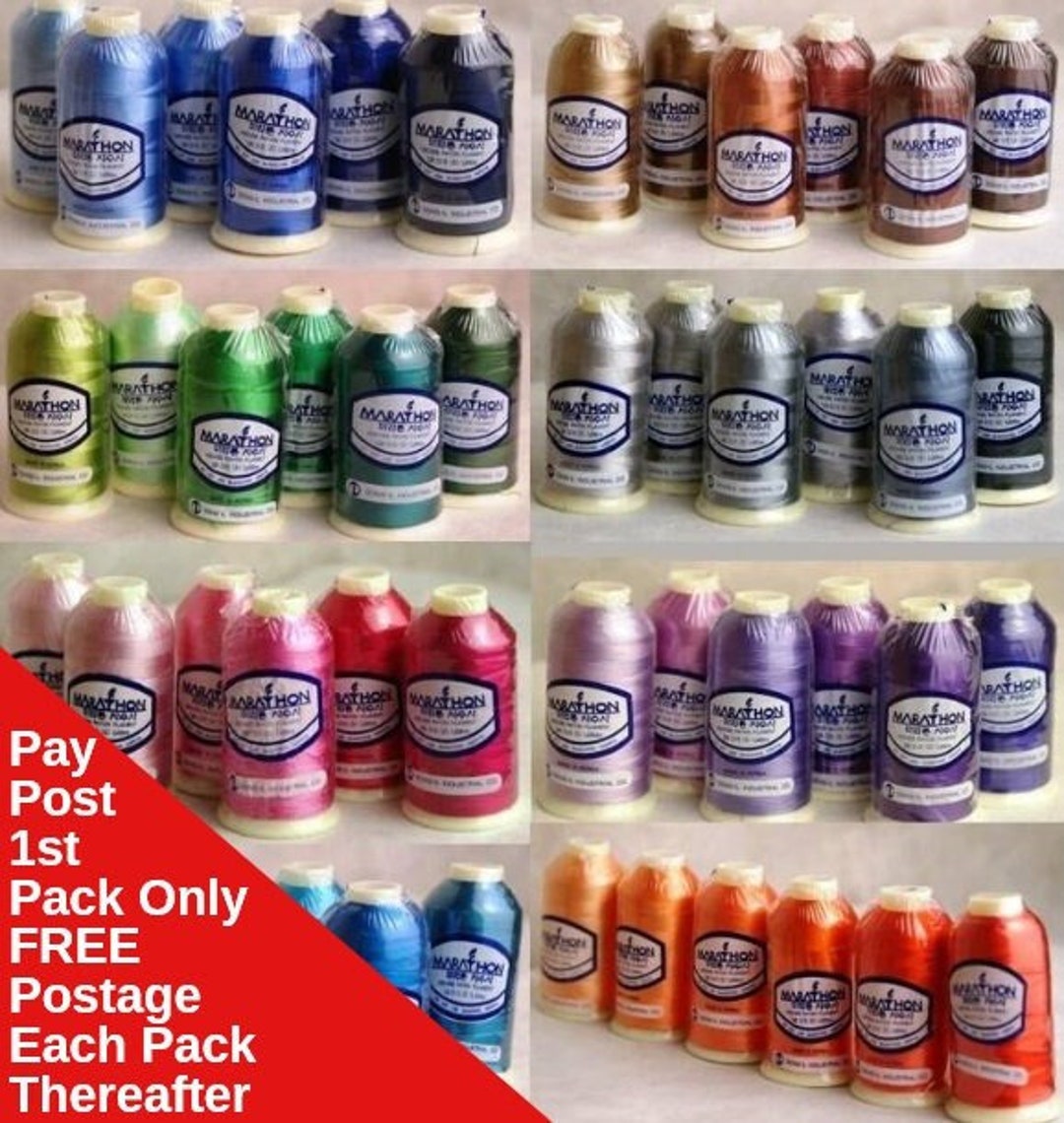 Marathon Embroidery Machine Thread Pack of 6 Reels X 1000m 11 Colour ...