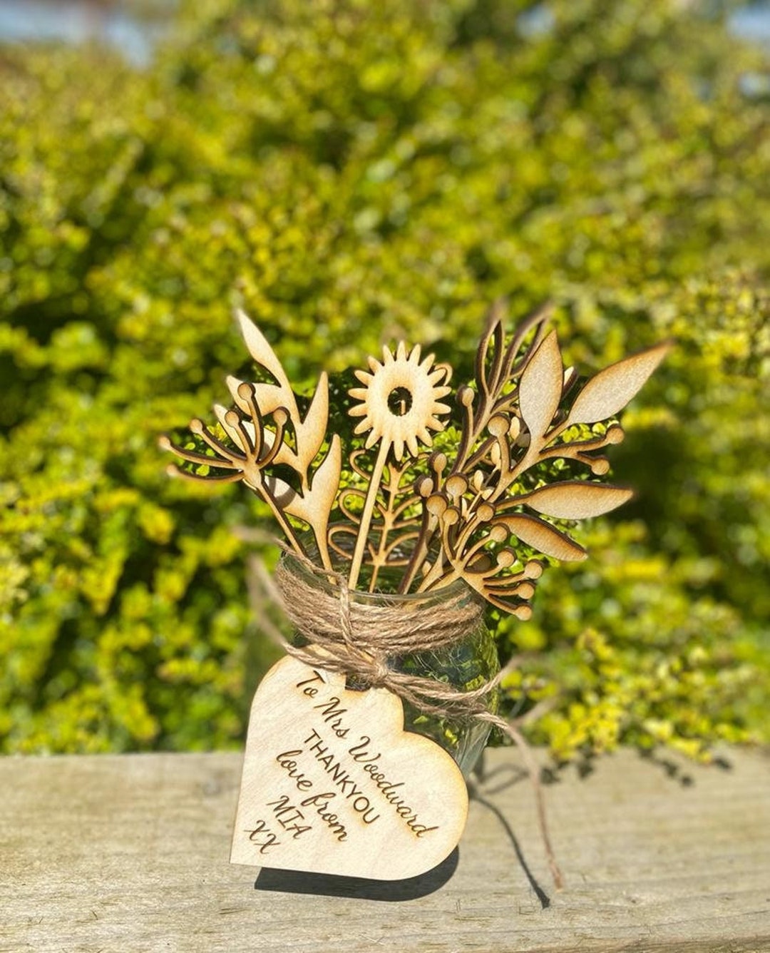 Wooden Letter Box Flower Bouquet With Personalised Wooden Gift - Etsy