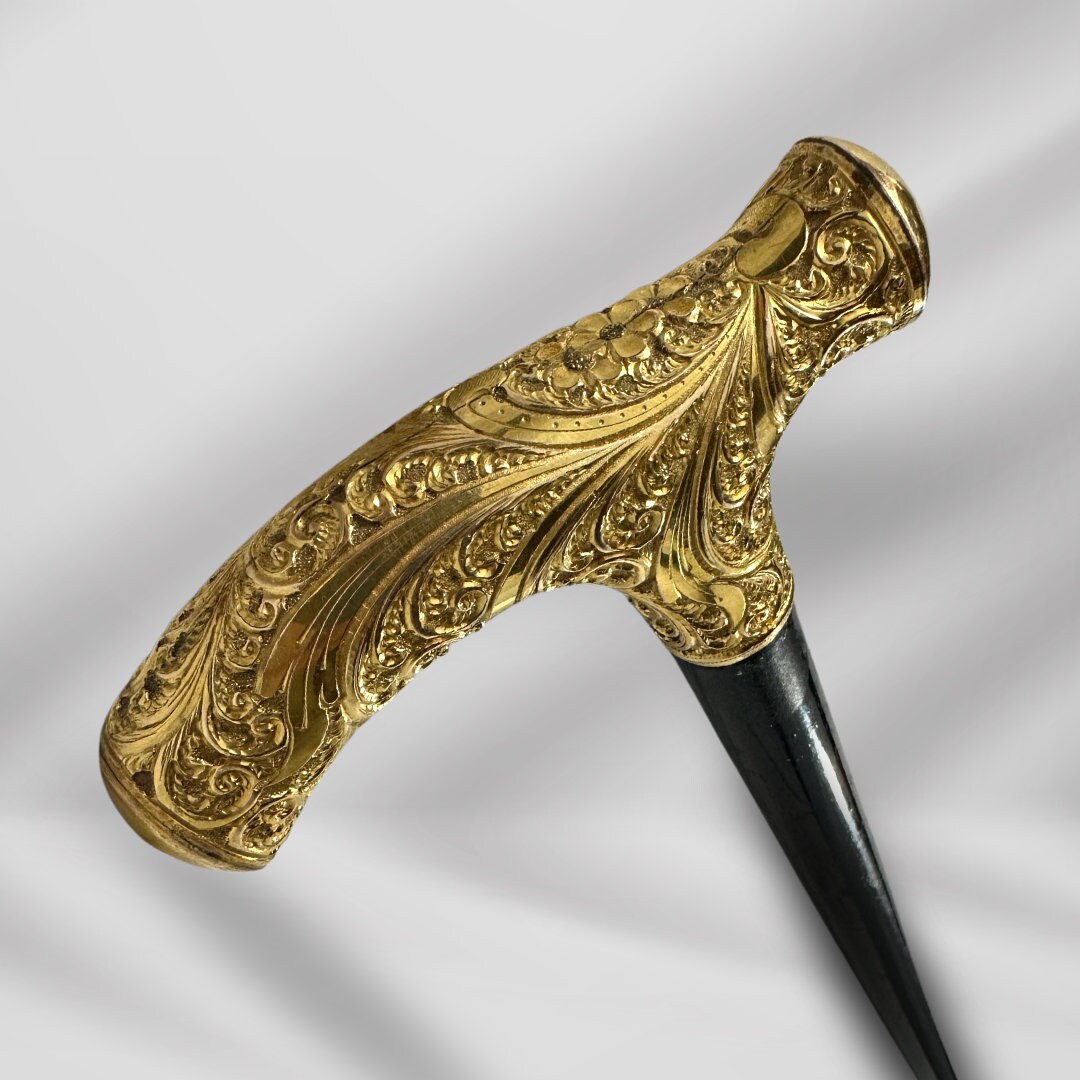 Antique Gold Plate Handle Walking Cane Wooden Walking Stick for Men - Etsy