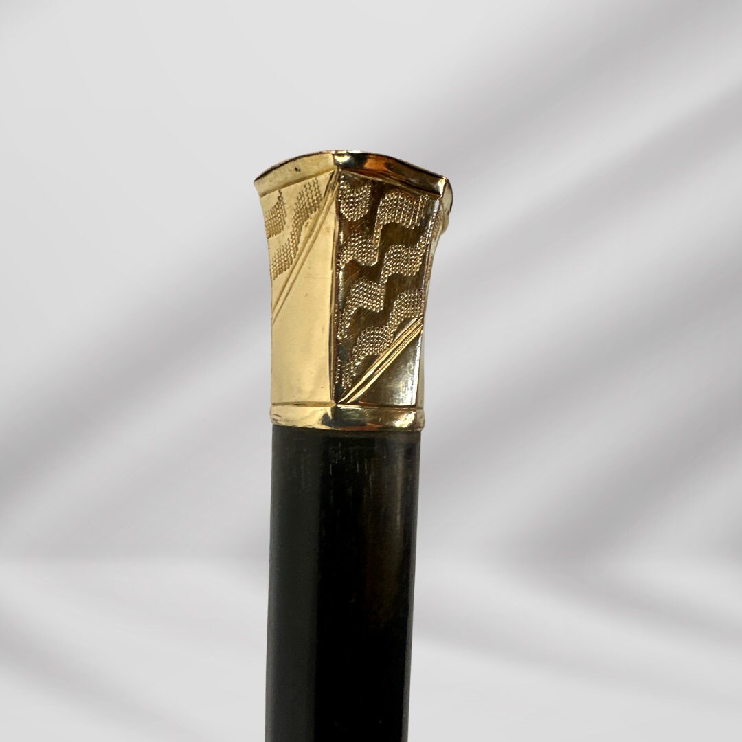 Antique Gold Plate Knob Handle Best Luxury Walking Stick Cane Black ...