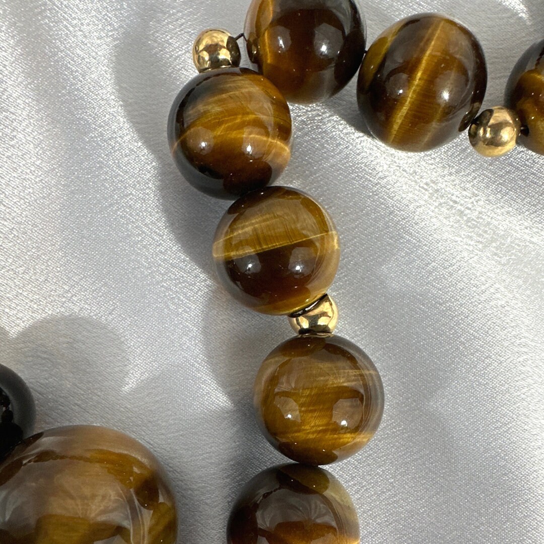 Singed Ciner Tiger Eye Beaded Necklace Earring Set Fashion Jewelry - Etsy