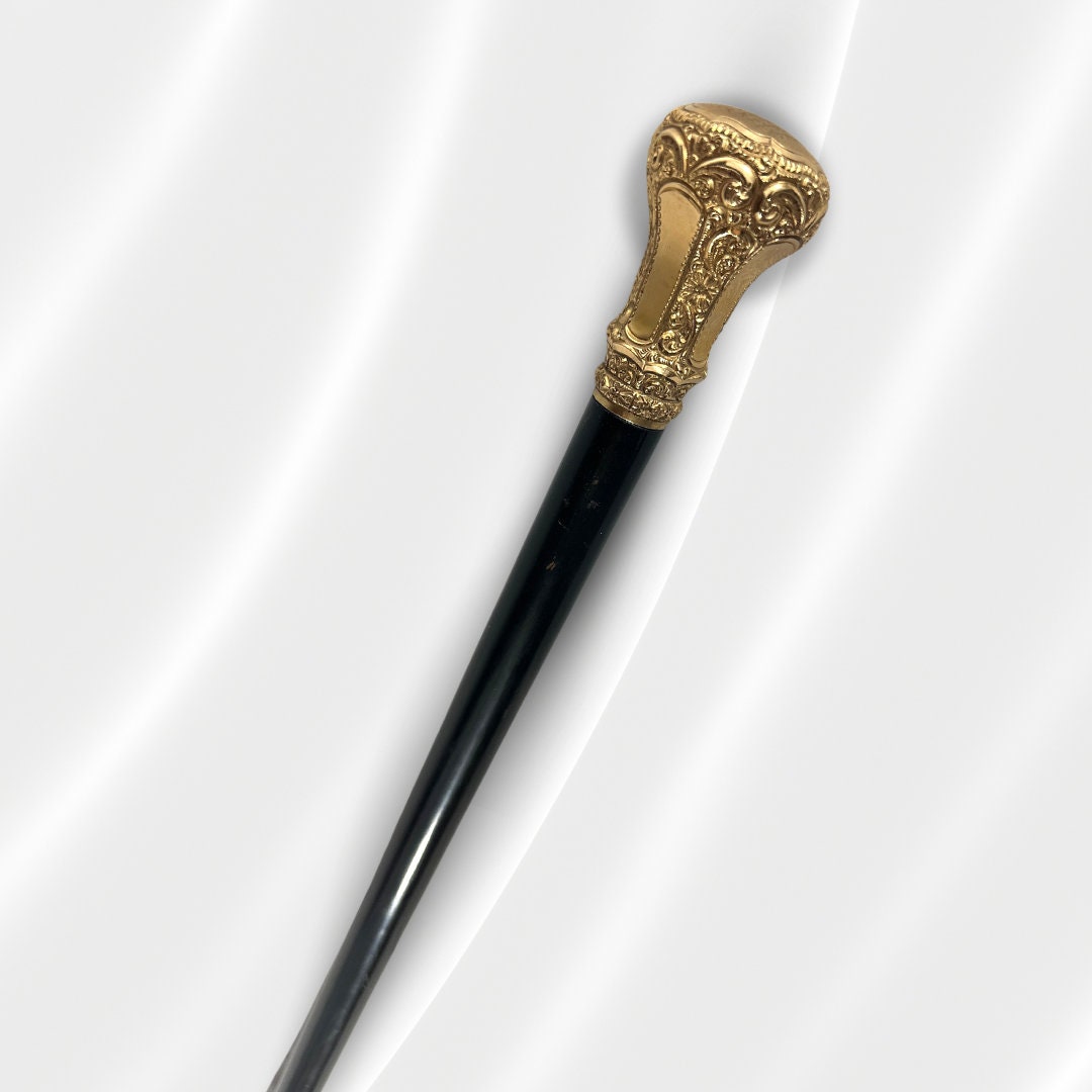 Antique Gold Plated Knob Head Handle Wooden Walking Stick Cane - Etsy