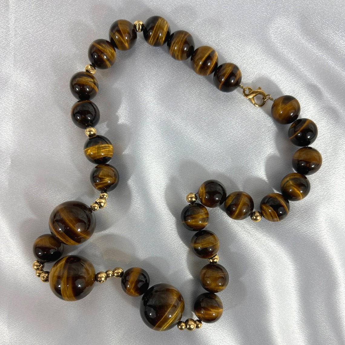 Singed Ciner Tiger Eye Beaded Necklace Earring Set Fashion Jewelry - Etsy