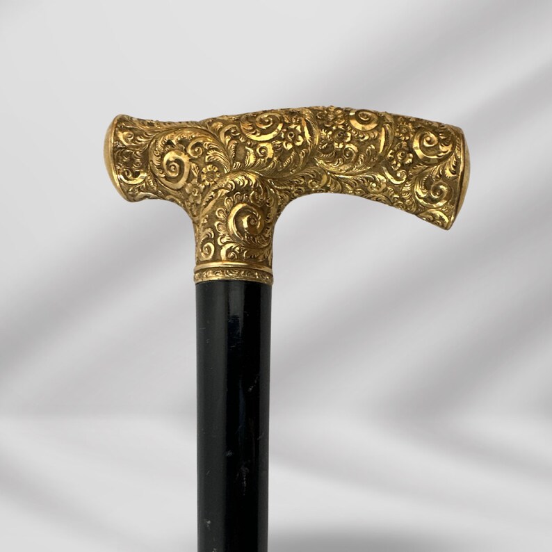 Gold Plated Derby Handle Luxury Antique Walking Cane / Antique Walking ...