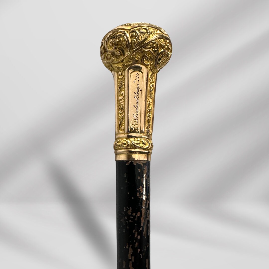 Antique Handmade Walking Stick Designer Style Gold Handle Cane Wooden ...
