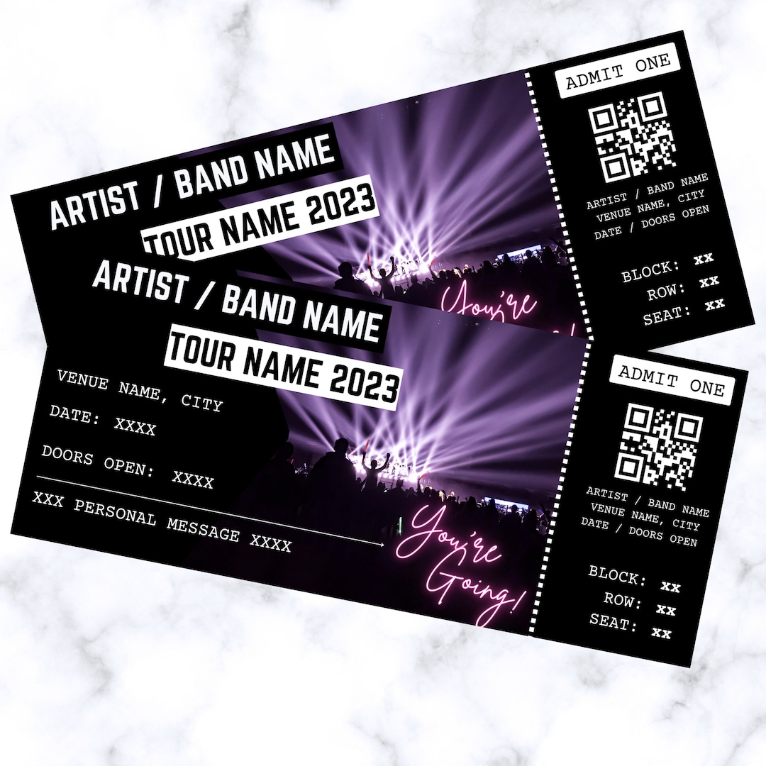 Editable Concert Ticket Rave Festival Concert Gig Digital Download ...