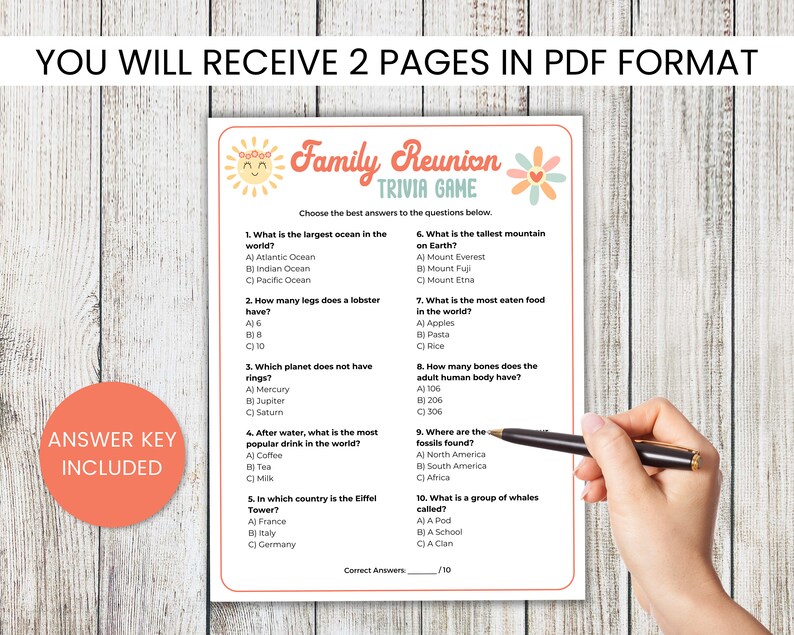 Family Reunion Trivia Questions, Virtual Family Reunion Games, Reunion ...