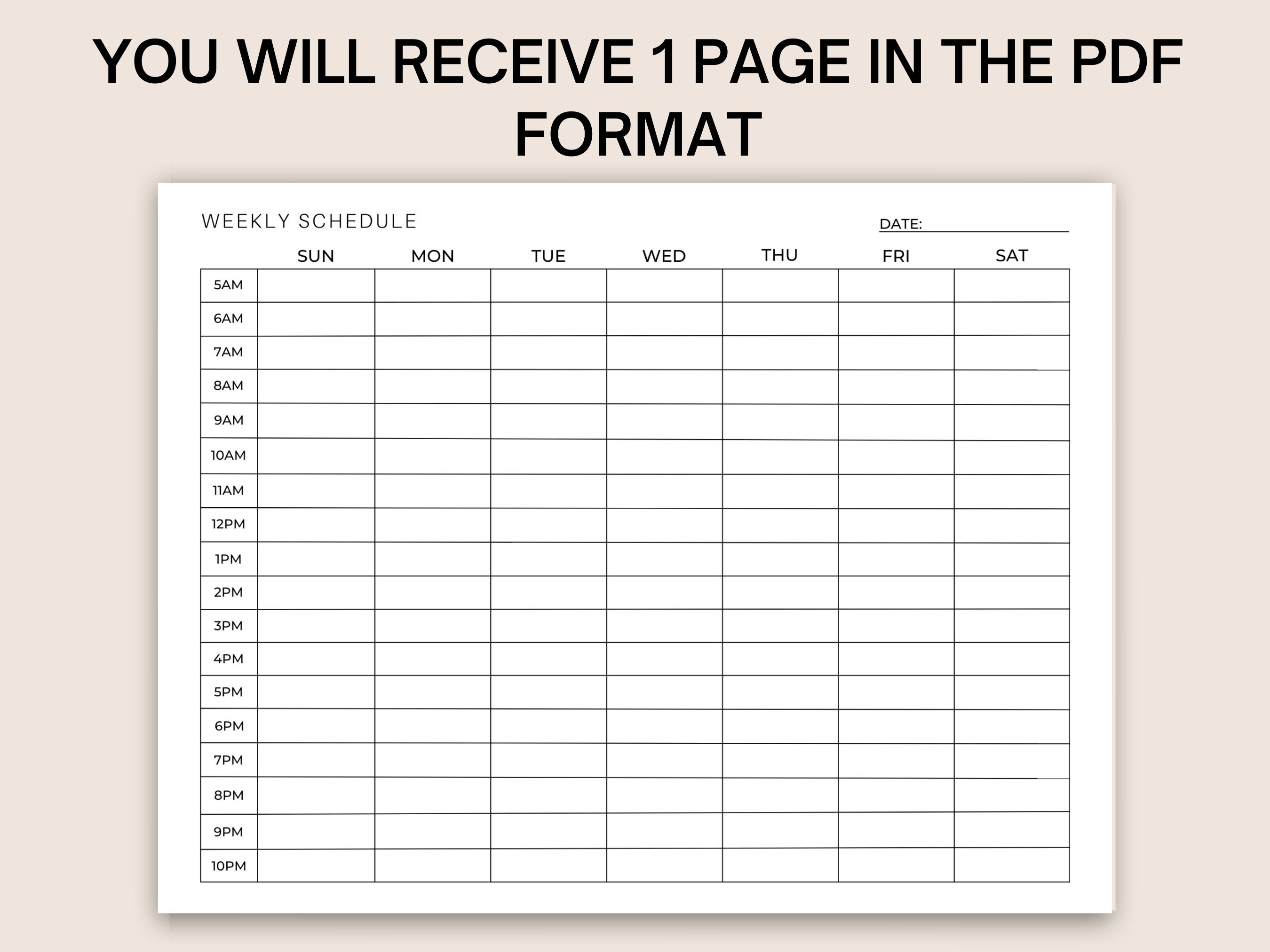 Hourly Schedule, Blank Calendar Weekly, Employee Work Schedule ...