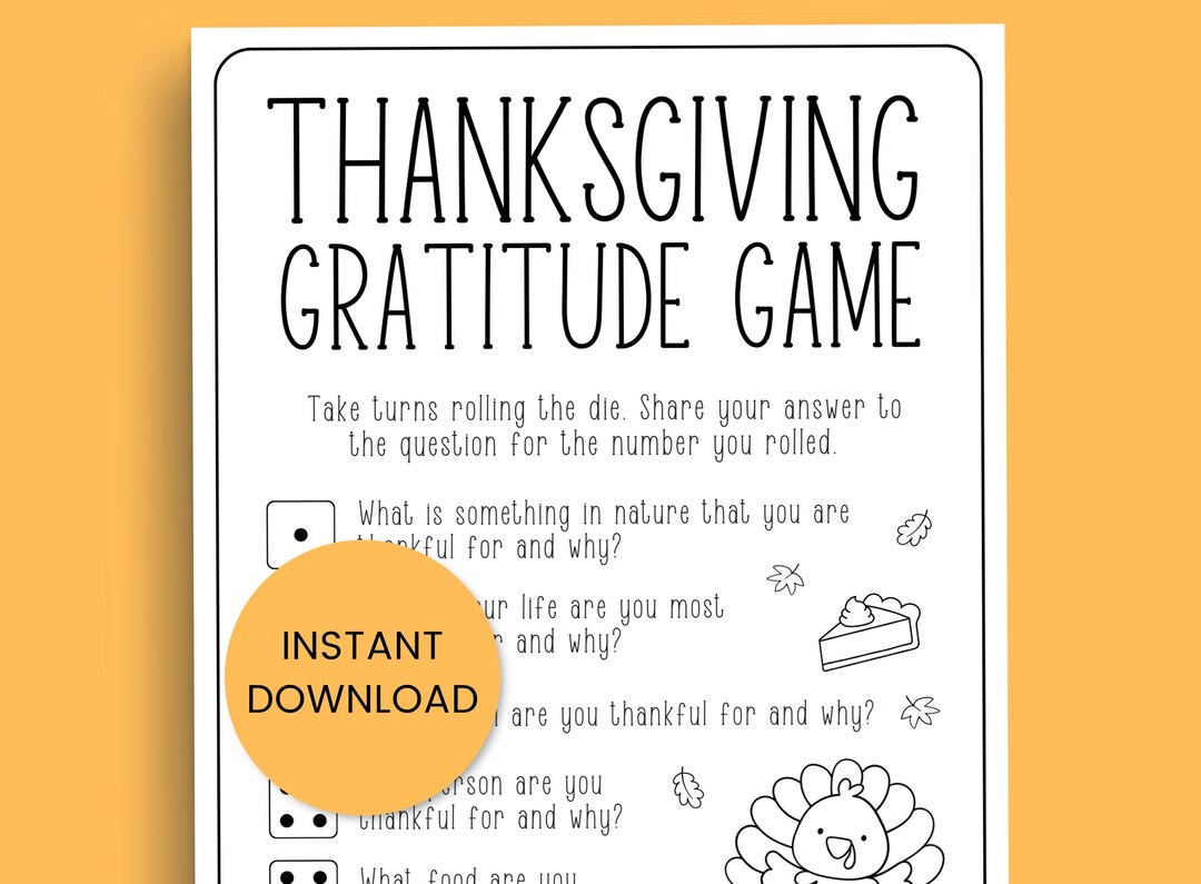Thanksgiving Gratitude Game, Dice Games, Ice Breaker Games, Games for ...
