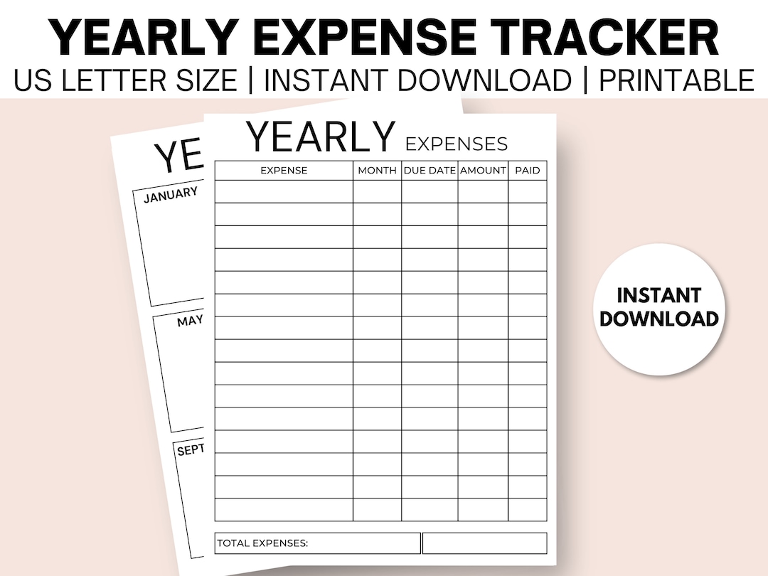Yearly Expense Log, Bill Tracker Printable, Purchase Tracker, Expense ...