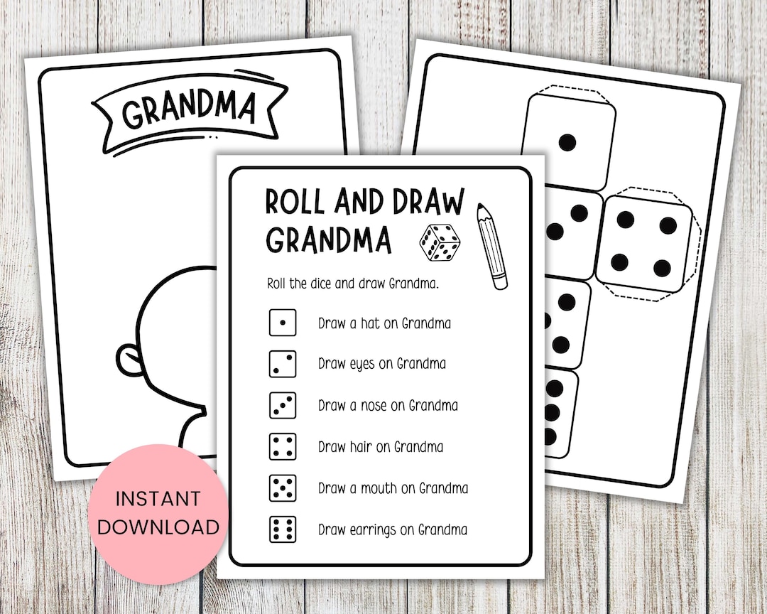 Roll and Draw Grandma Grandparent's Day Activity, Grandparents Day ...