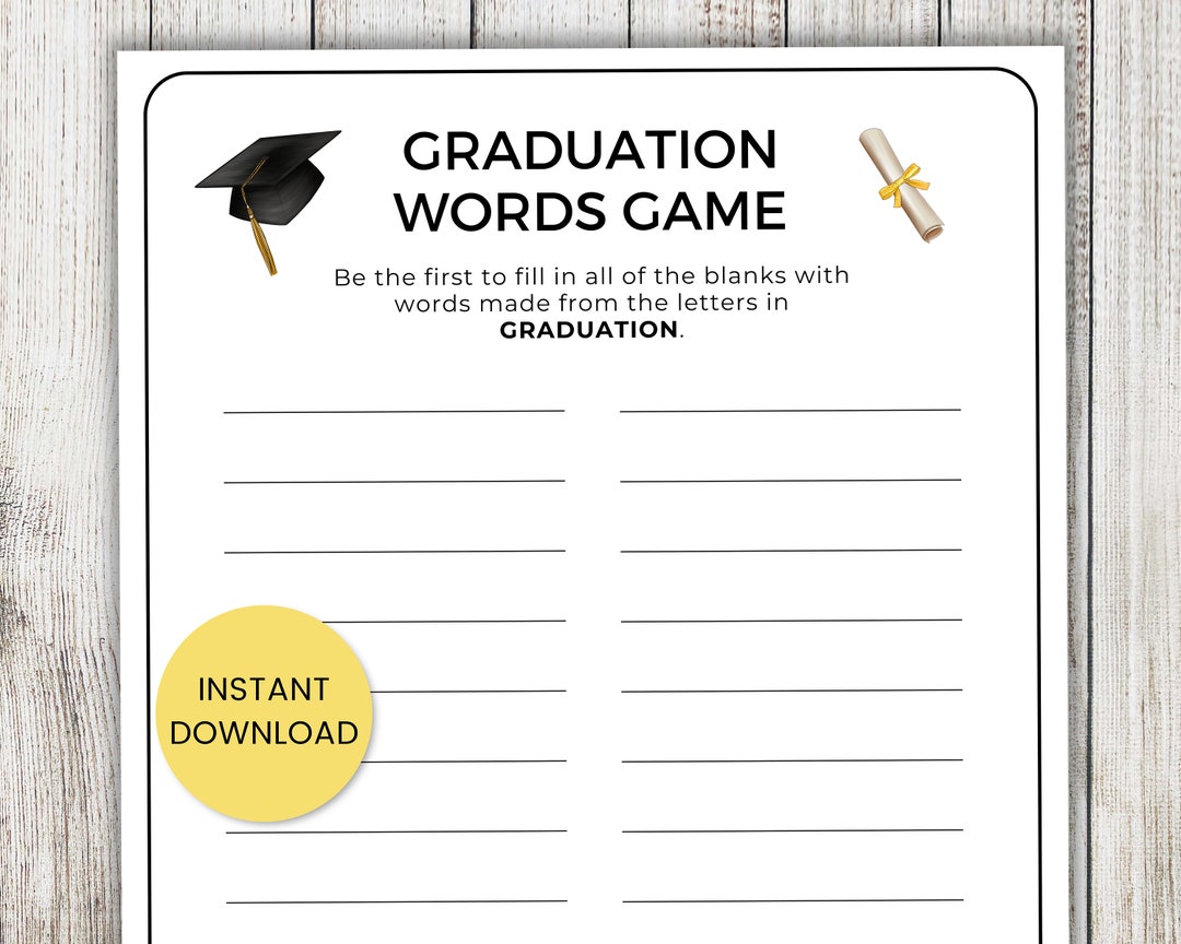 Graduation Words Game, Word Games, Group Game, Group Activity, Word ...